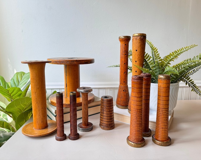 Vintage 1920s Wooden Industrial Thread Spools, Set of 11, Includes 1 ...