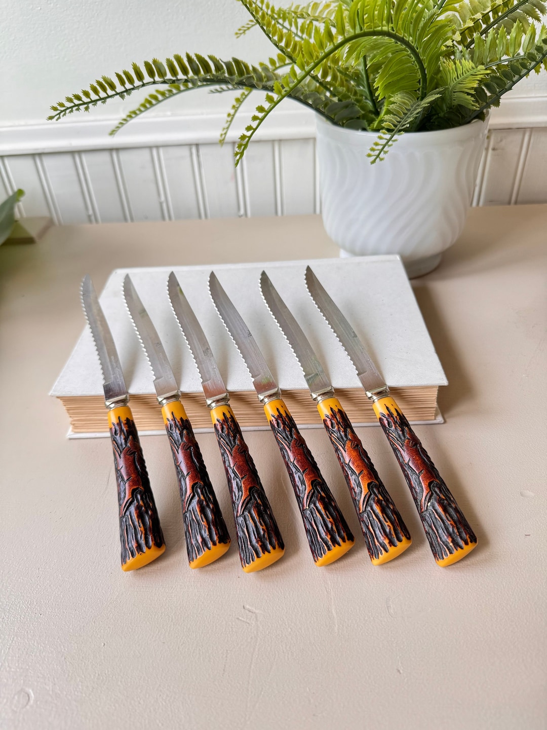 Vintage 1960s Forgecraft Stainless Steel Serrated Steak Knives With ...