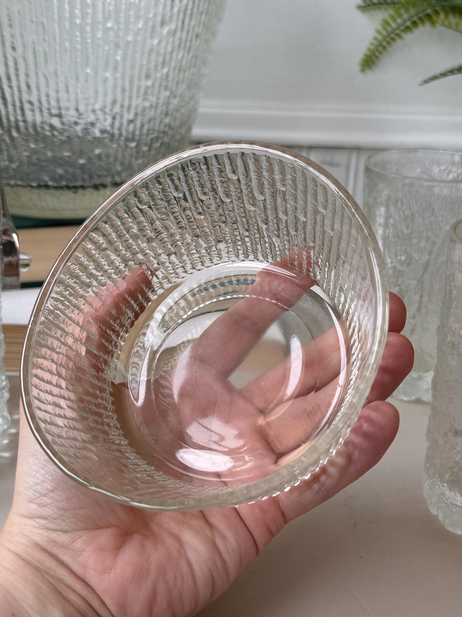 Vintage 1960s Goebel Ice Bark Glasses Set of 6 , Jeanette Glass Bark ...