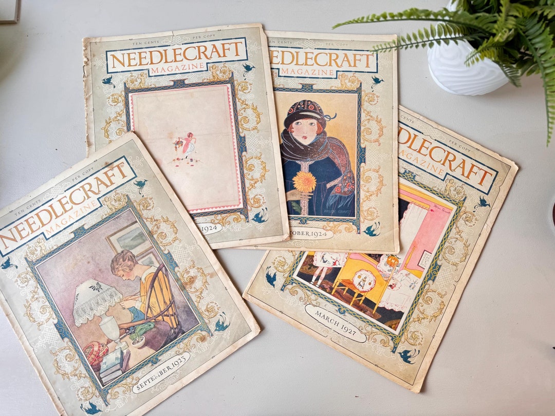 Vintage 1920s Needlecraft Magazines, Lot of 4, Antique Sewing Magazines ...