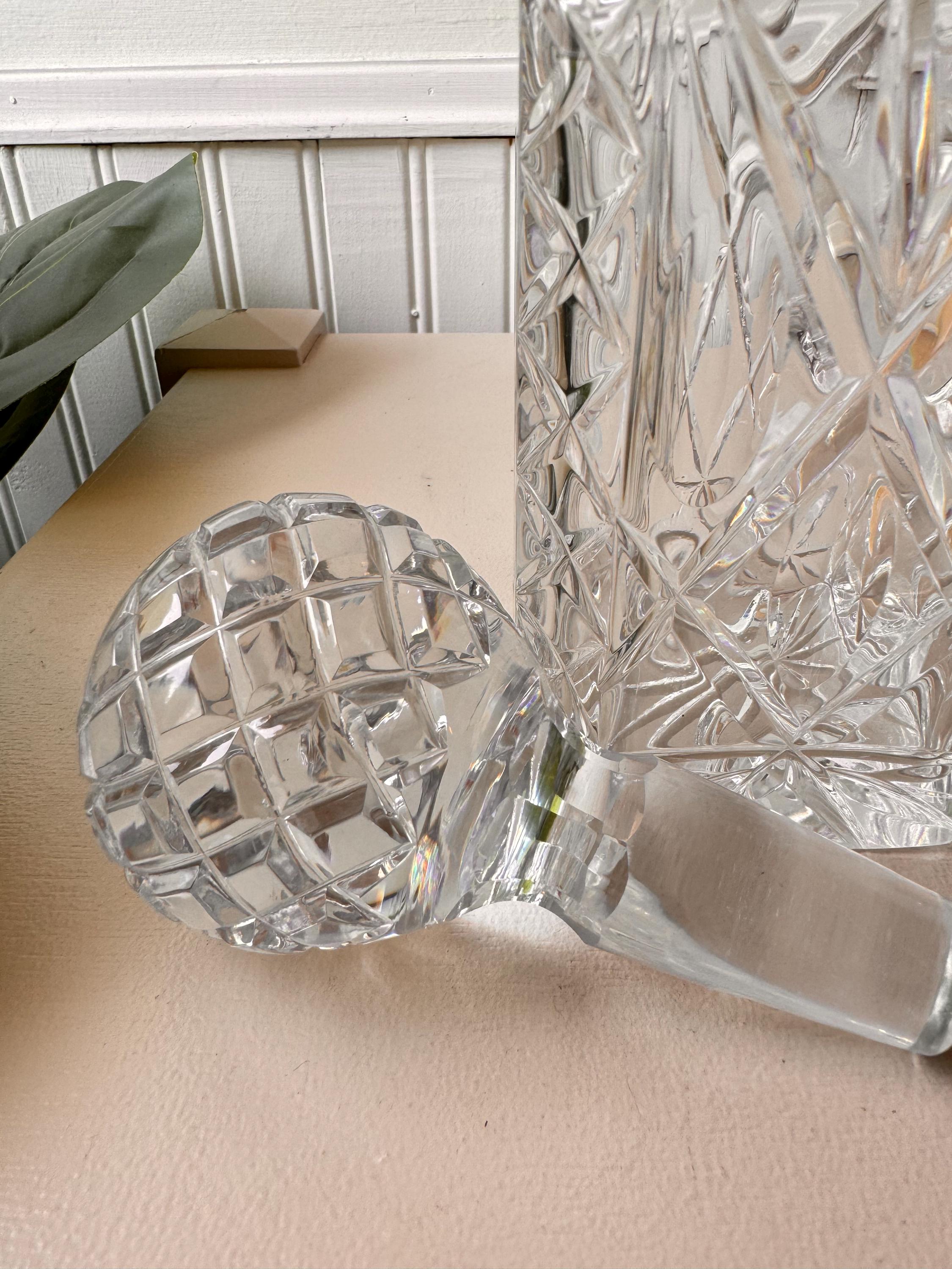 Vintage 1970s Crystal Decanter, MCM Mid Century Crystal Barware, 10 ...