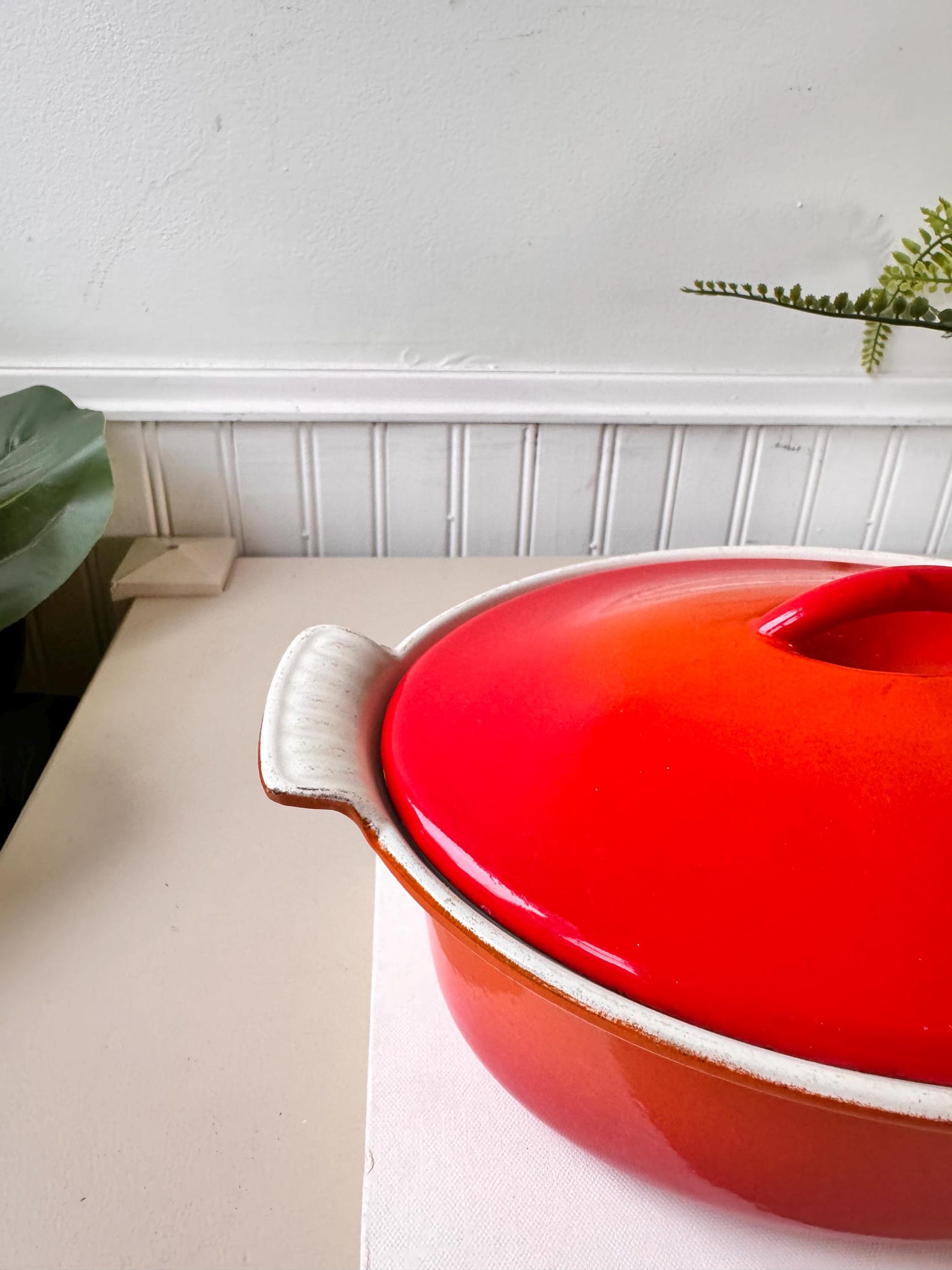 Vintage 1960s Descoware Flame Orange Enamel and Cast Iron Dutch Oven ...