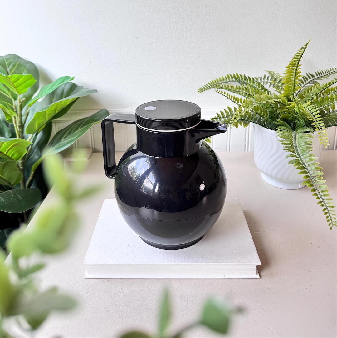 Vintage 1970s Rotpunkt German Black Globe Thermos Carafe, MCM Mid ...