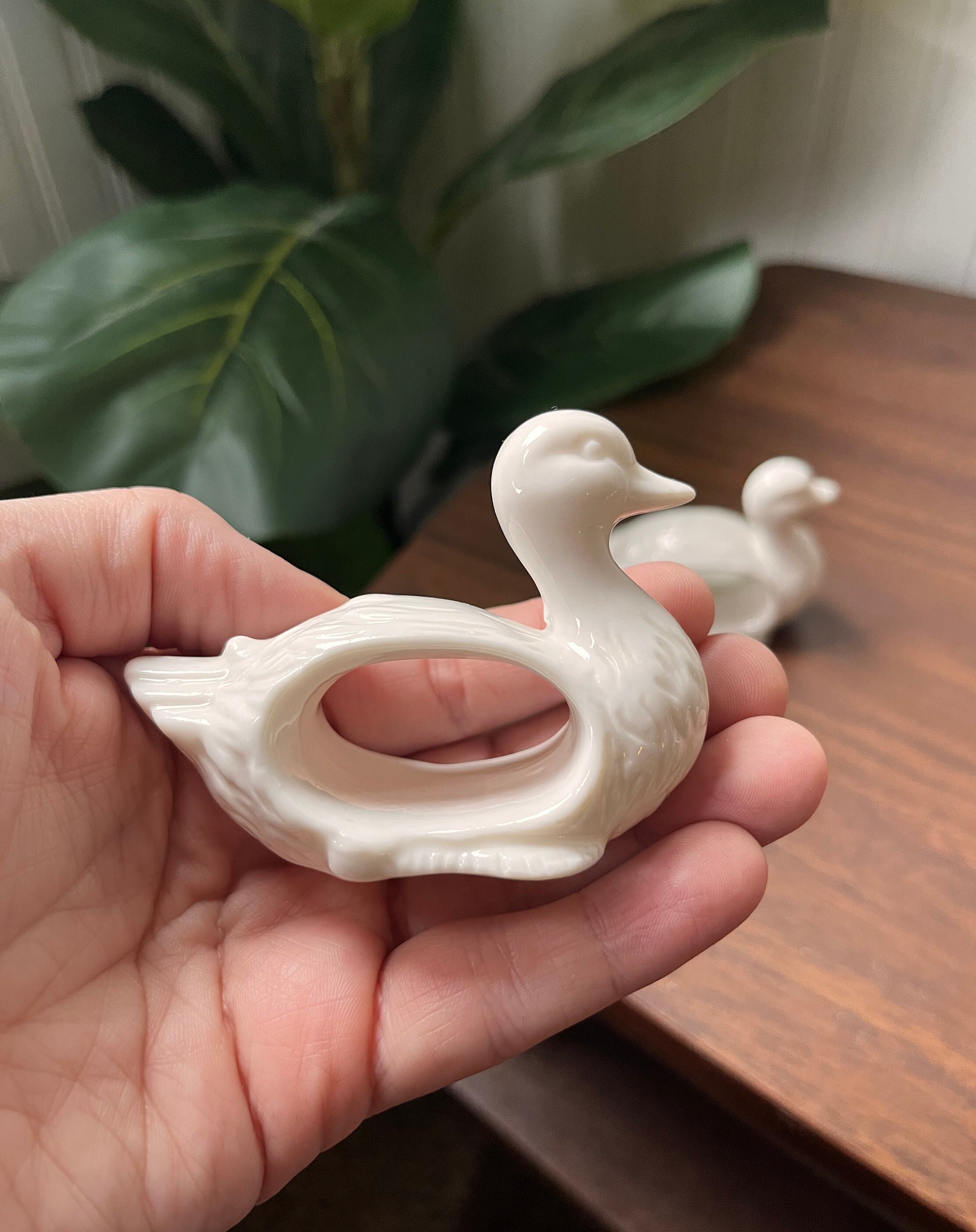 Vintage 1970s White Porcelain Farm Animals Napkin Rings by Abbott Set ...