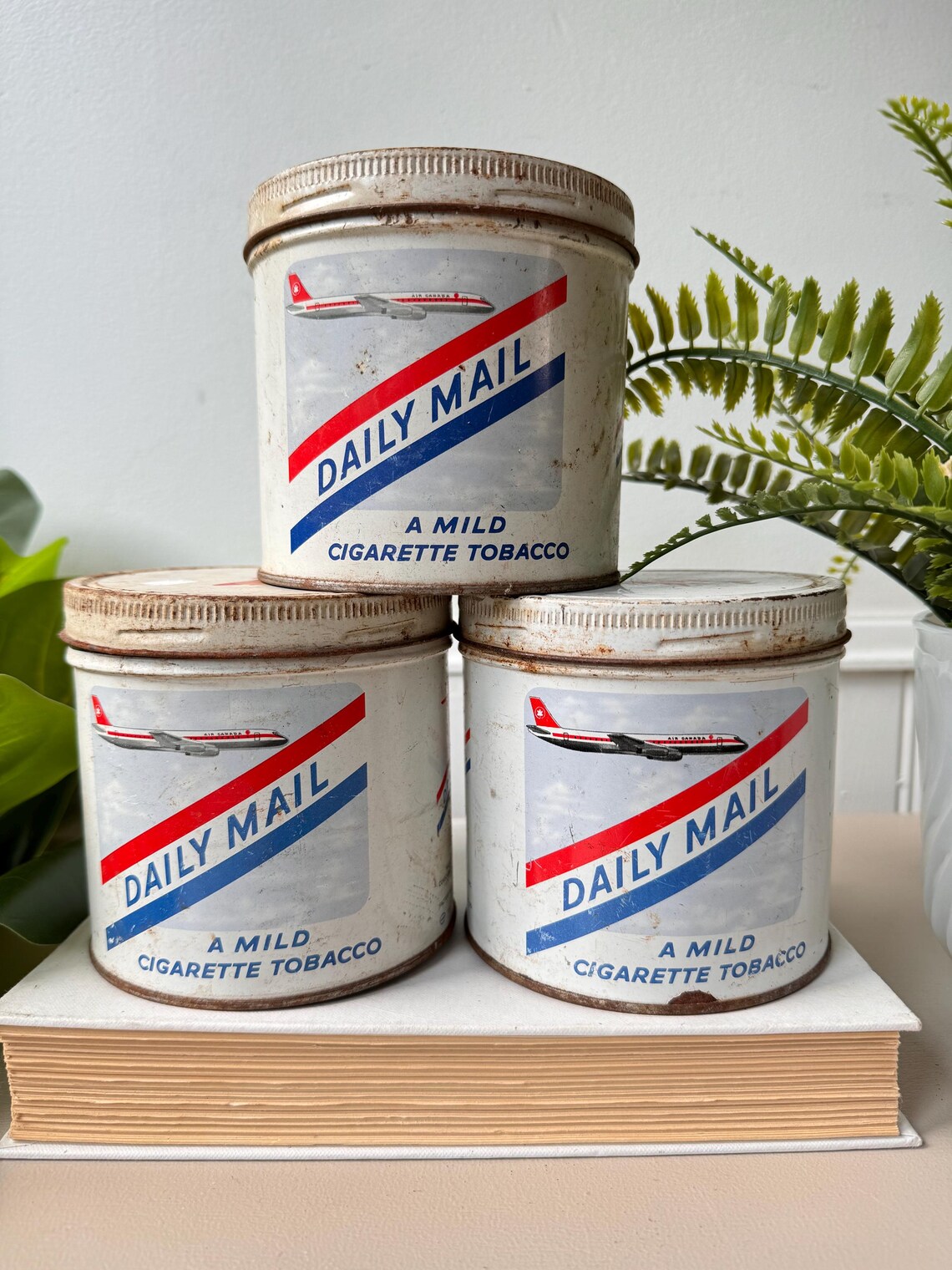 Vintage 1950s Tobacco Daily Mail Tins, Set of 3, 65 Cents, Canada, MCM ...
