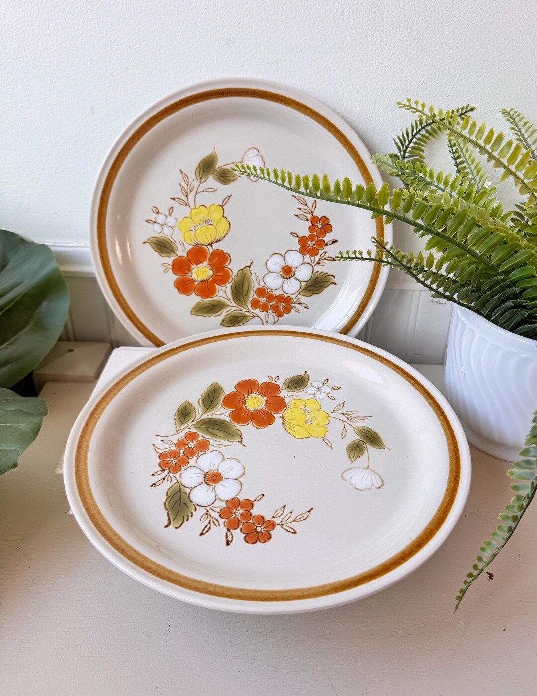 Vintage 1970s Mountain Wood Collection "trellis Blossom" Dinner Plates ...