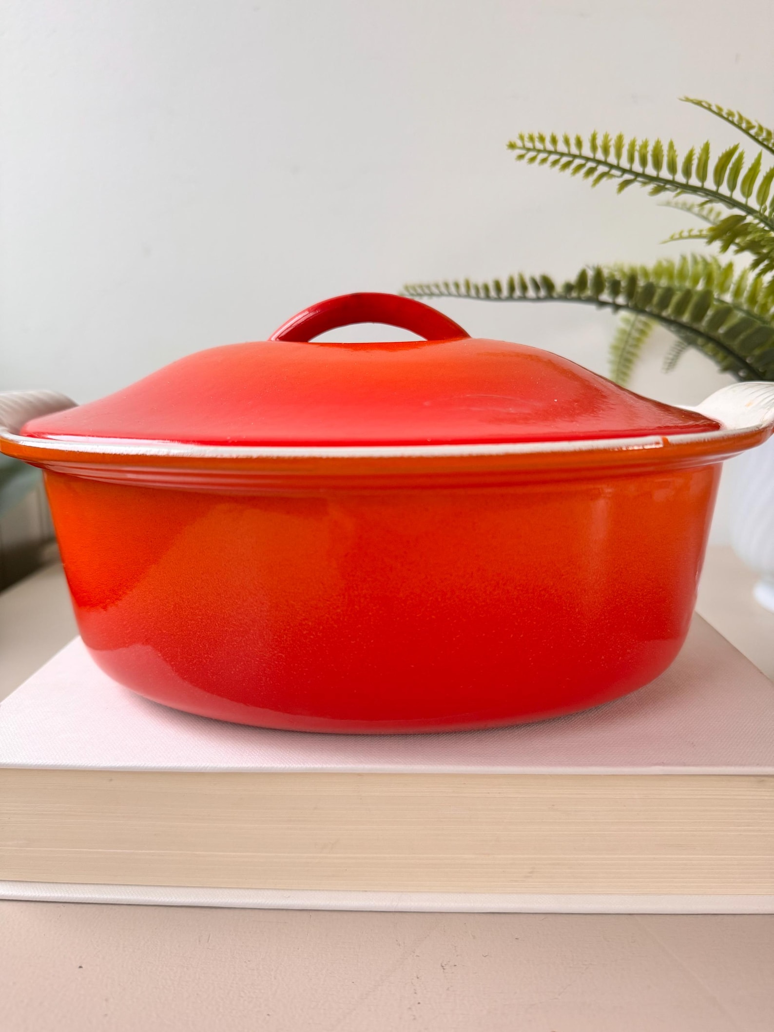 Vintage 1960s Descoware Flame Orange Enamel and Cast Iron Dutch Oven ...
