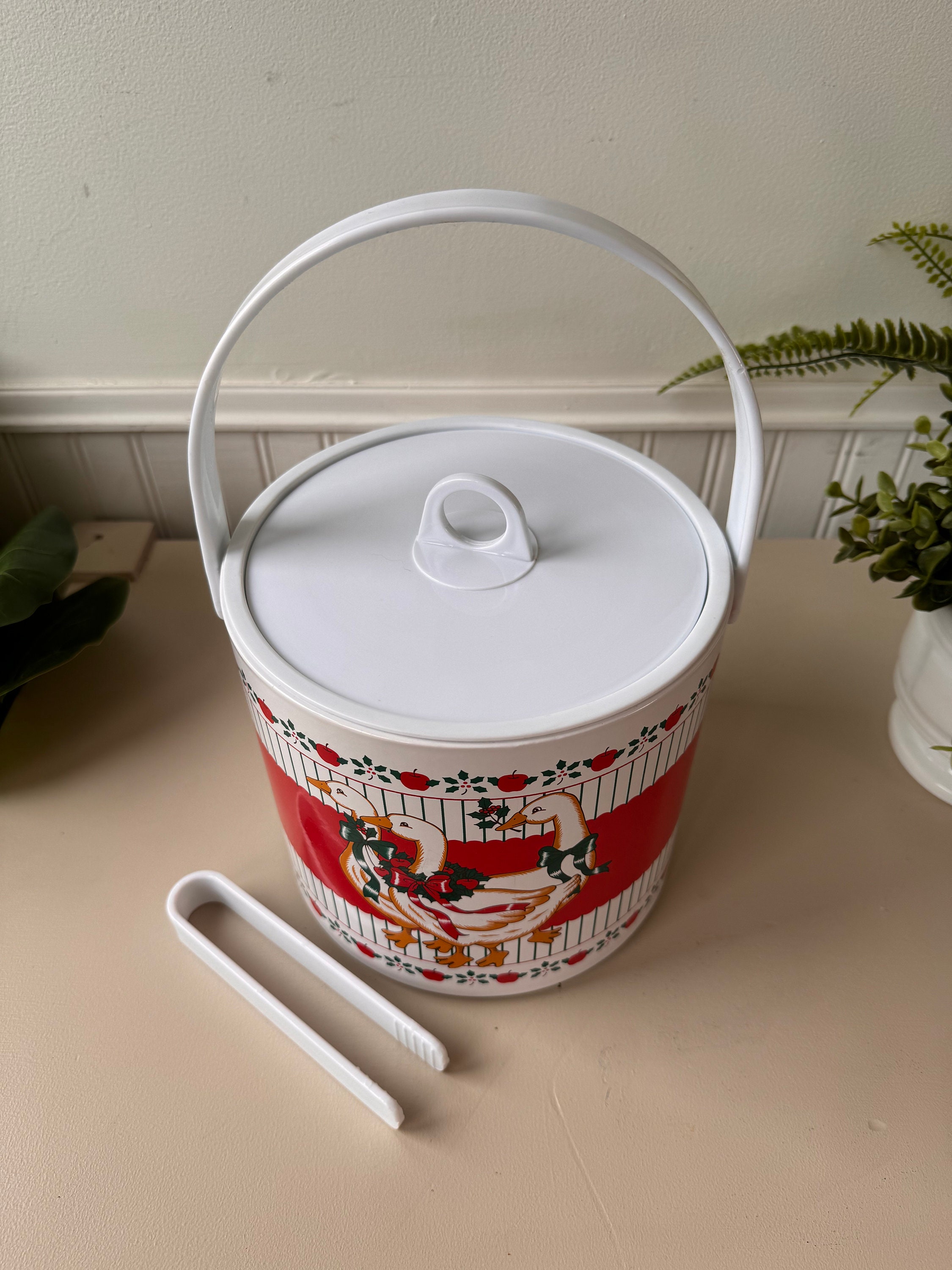 Vintage 1980s Goose Ice Bucket With Lid & Tongs, Original Box, Geese ...