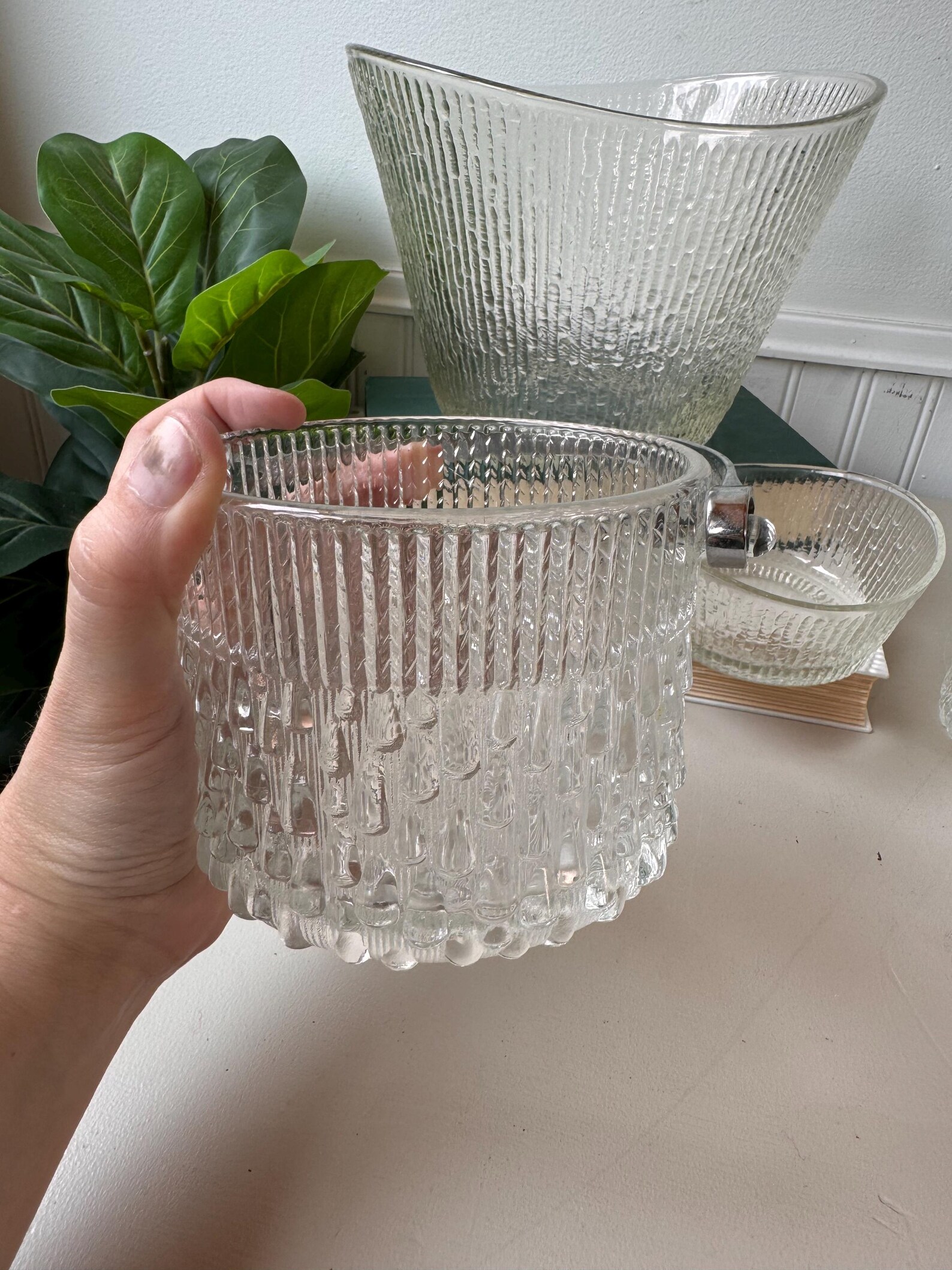 Vintage 1960s Goebel Ice Bark Glasses Set of 6 , Jeanette Glass Bark ...