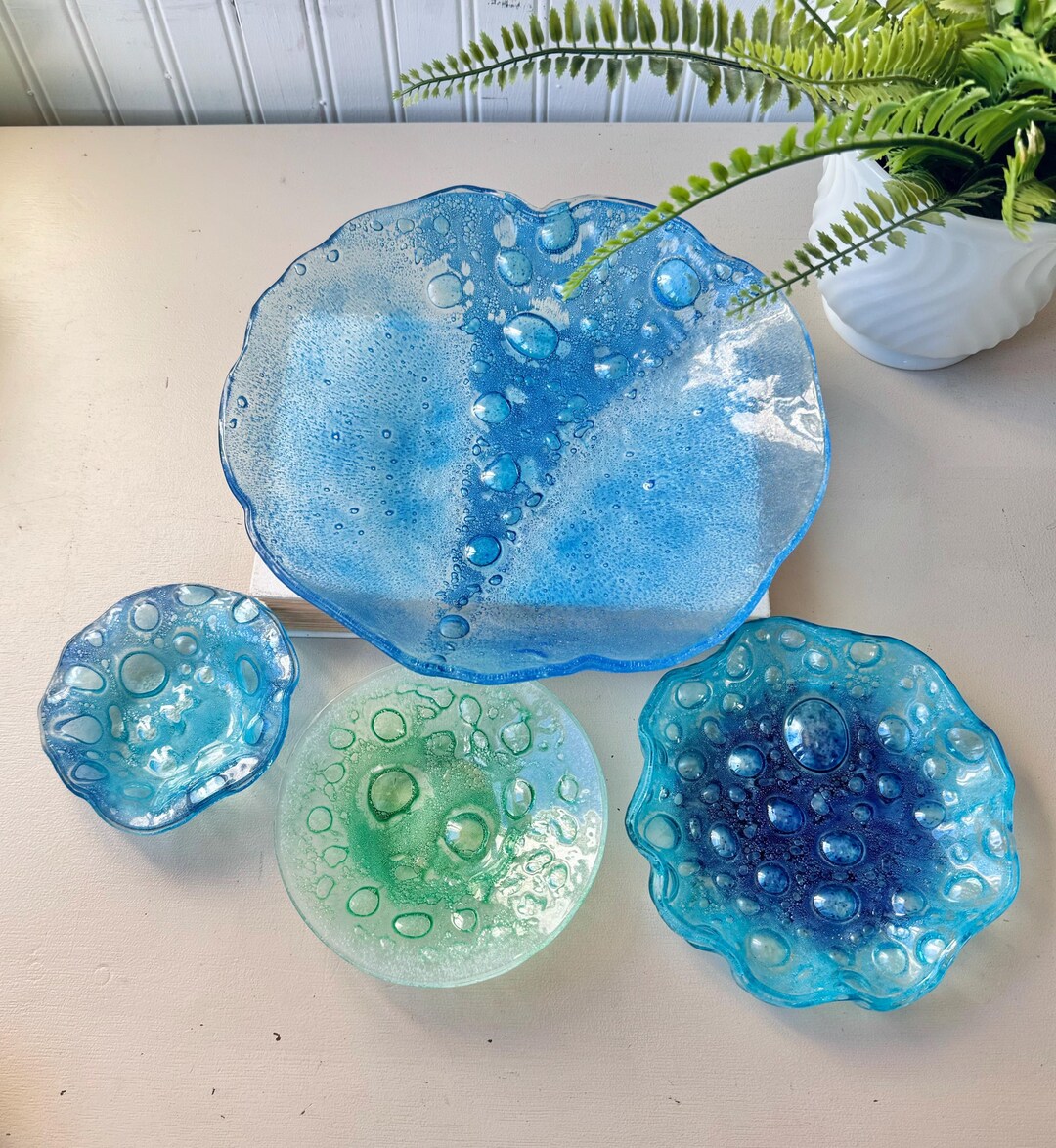 Vintage 1950s Bubble Glass Dishes in Various Sizes, MCM Mid Century ...