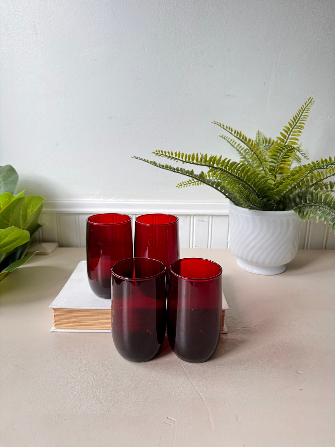 Vintage 1940s Royal Ruby Red Tumblers by Anchor Hocking, Set of 4 ...
