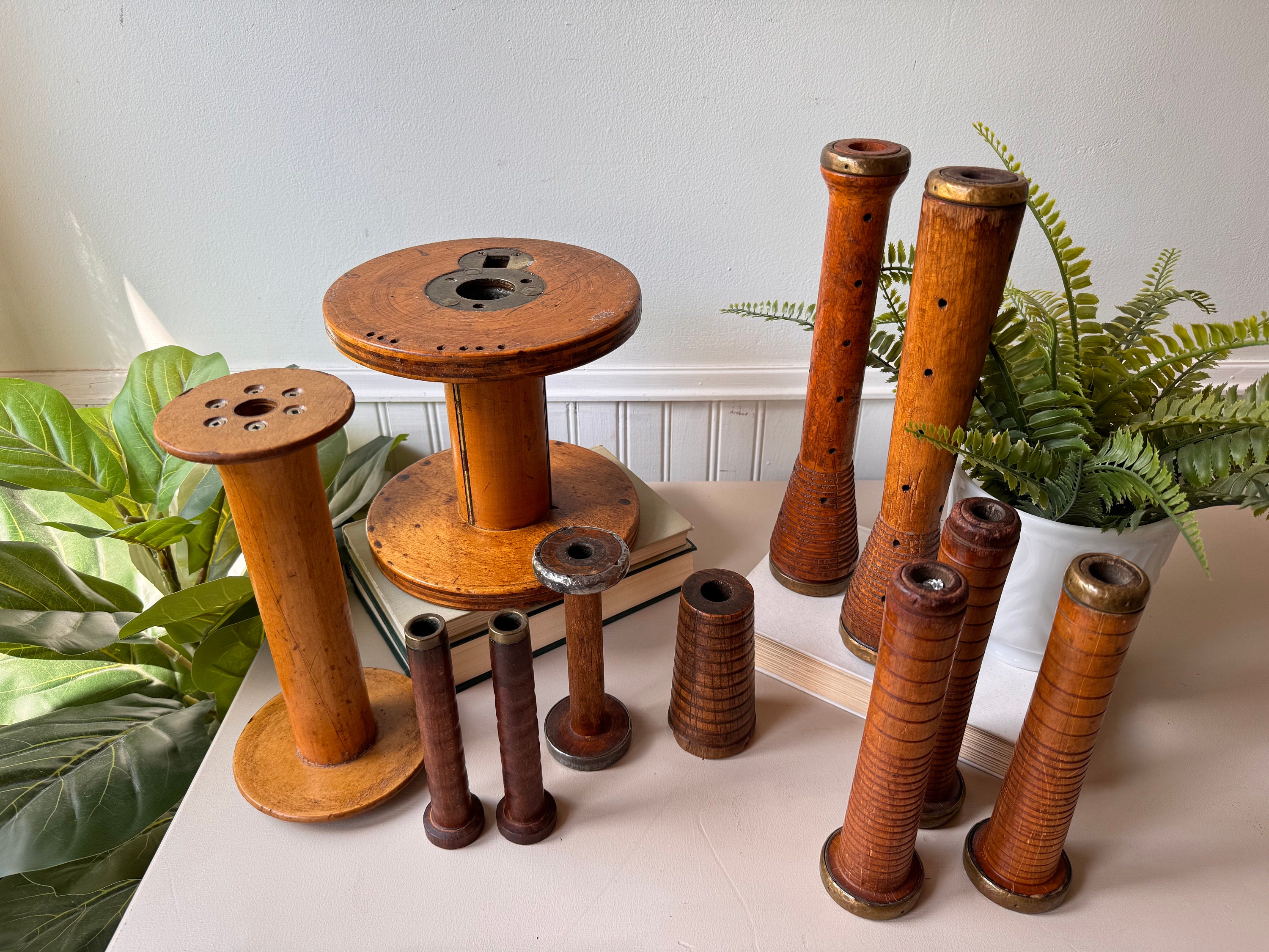 Vintage 1920s Wooden Industrial Thread Spools, Set of 11, Includes 1 ...
