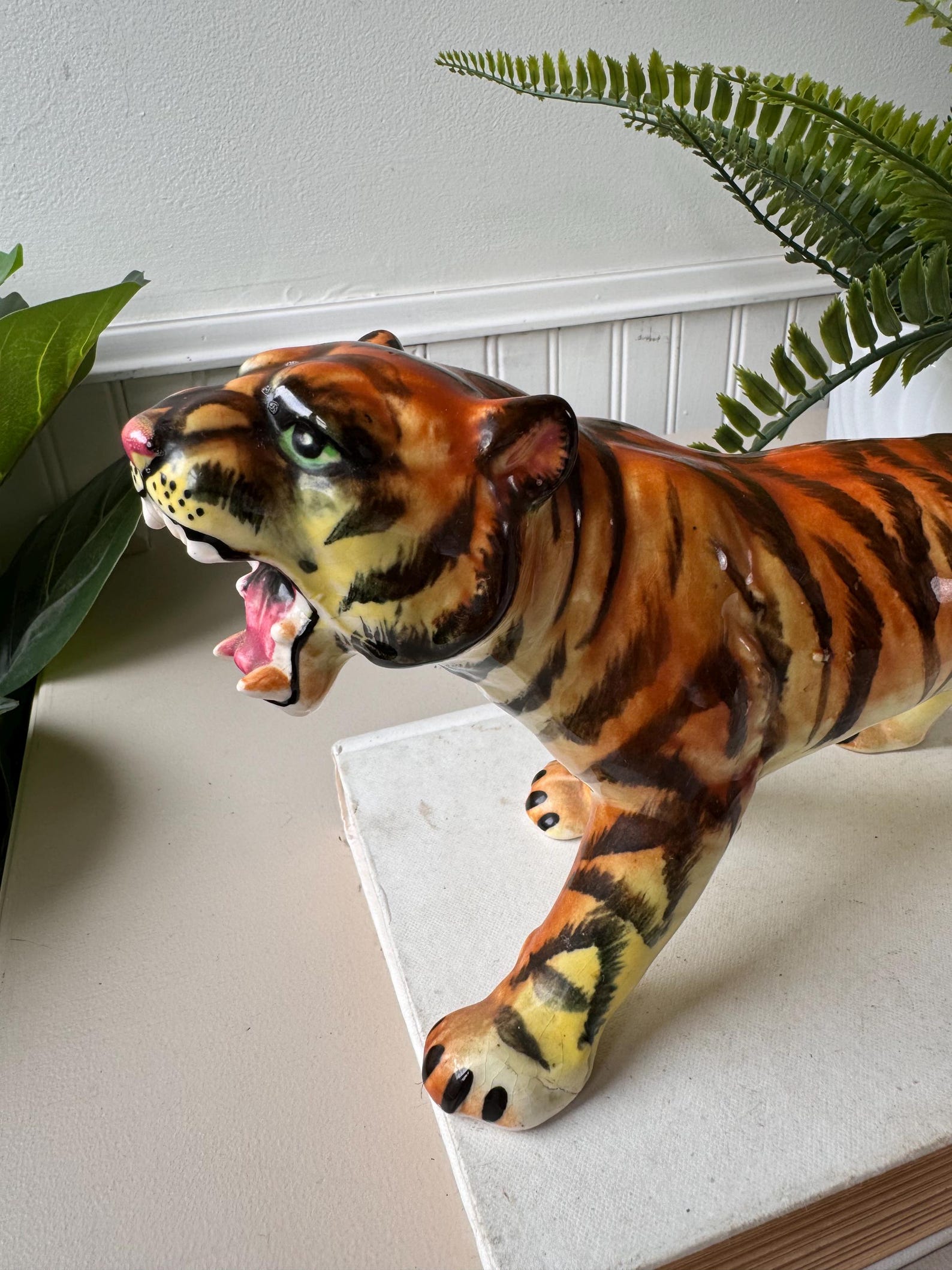 Vintage 1970s Tiger Sculpture Ceramic, MCM Mid Century Animal Figurine ...