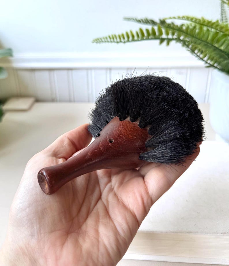 Vintage 1960s Teak Danish Hedgehog Lint Brush, Danish Modern Style Teak ...