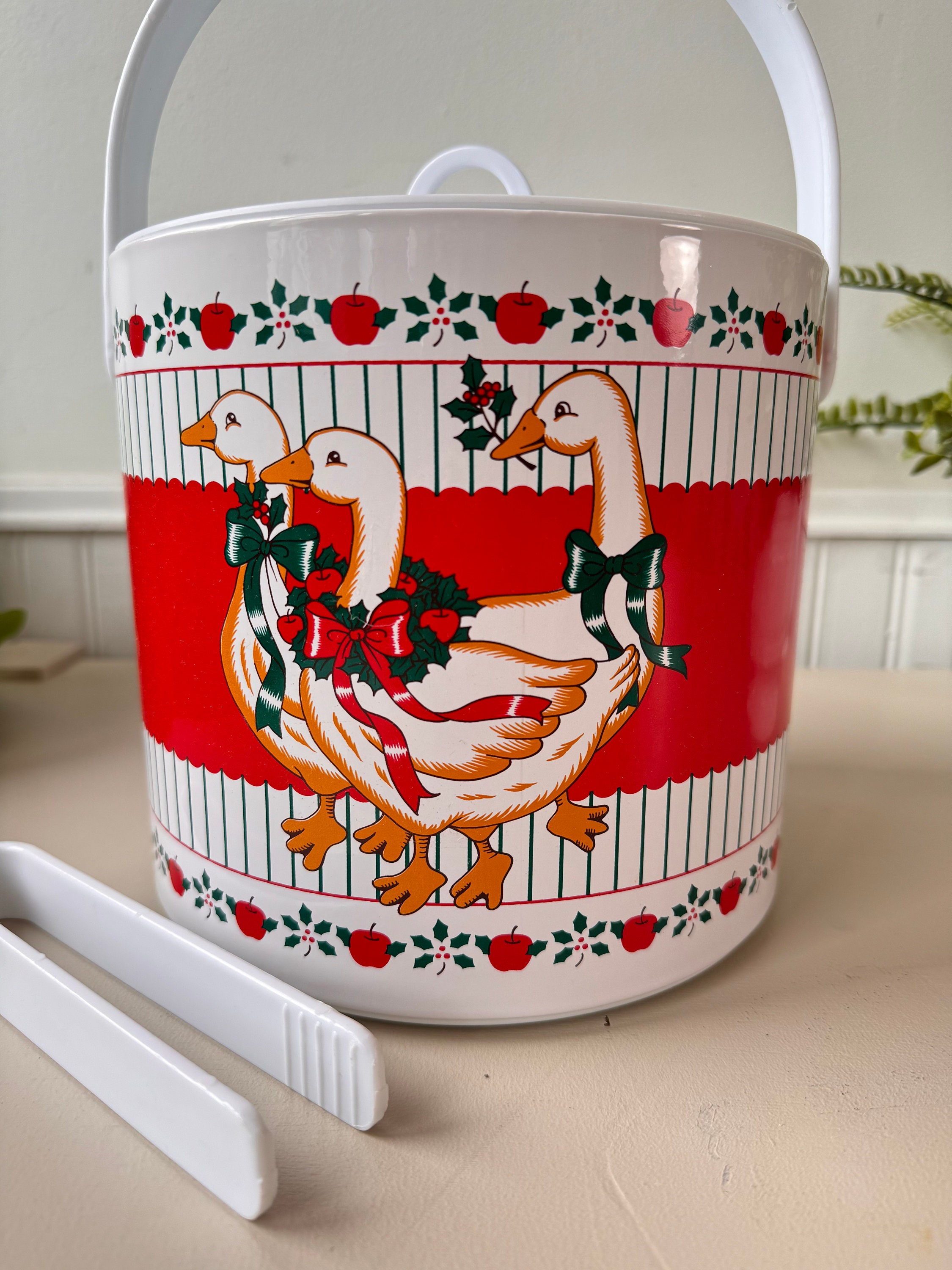 Vintage 1980s Goose Ice Bucket With Lid & Tongs, Original Box, Geese ...