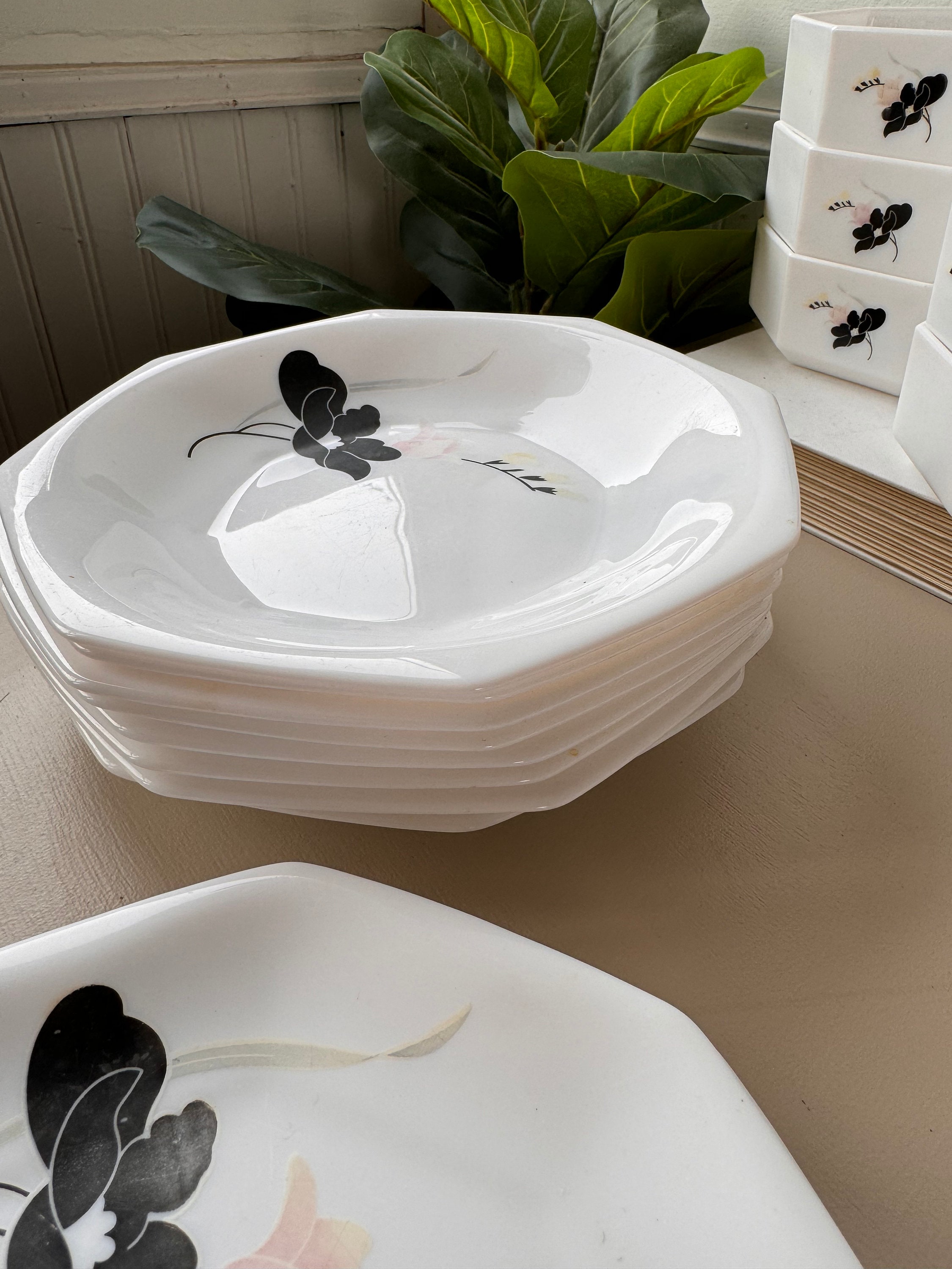 Vintage 1980s Arcopal Anais Octagon Dish Set of 37, Made in France ...