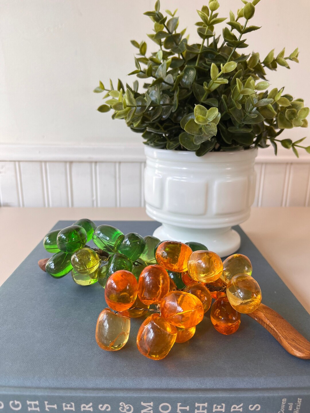 Vintage 1970s Grape Clusters With Driftwood Stems, Green and Amber ...