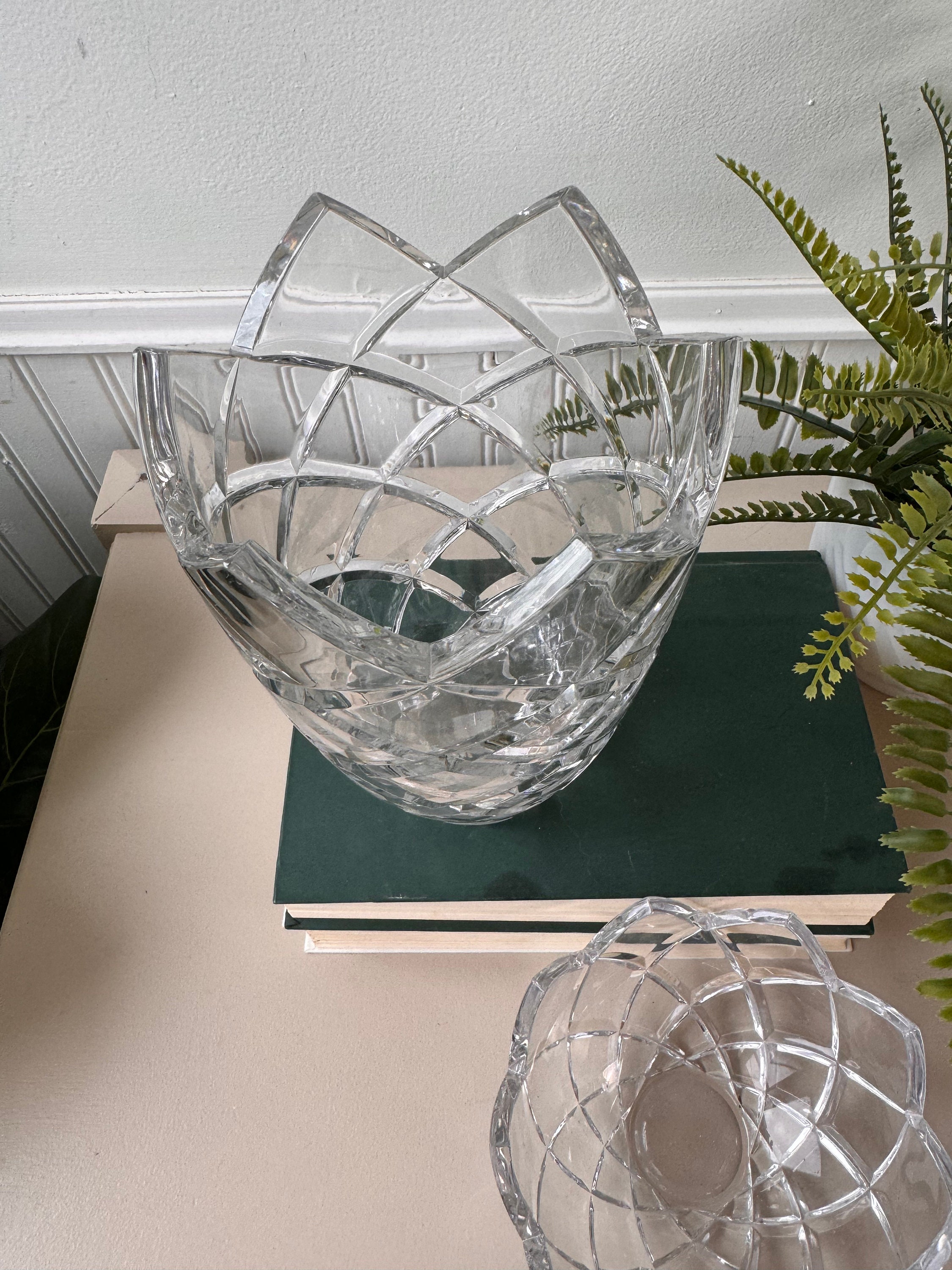 Vintage 1990s Mikasa Crystal 'crescendo' Pattern Vase & Open Bowl Set ...