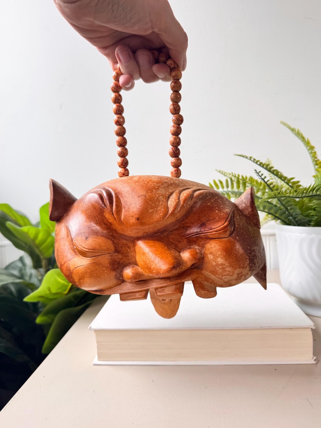 Vintage 1970s Hand-carved Balinese Okokan Cowbell, Folk Art Face Bell ...