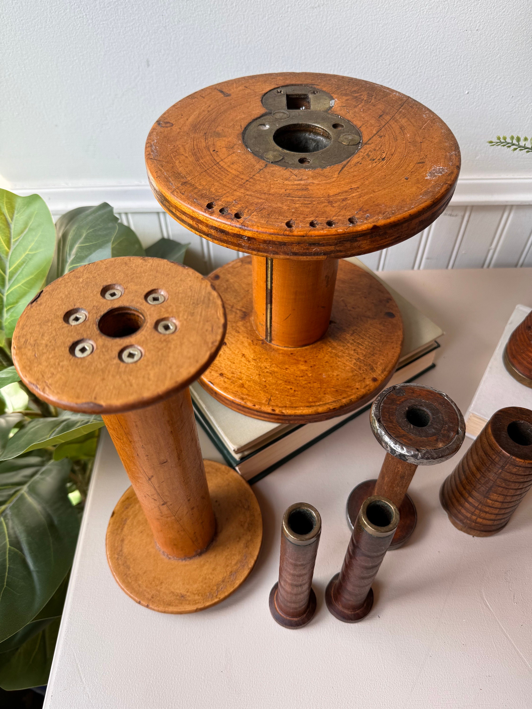 Vintage 1920s Wooden Industrial Thread Spools, Set of 11, Includes 1 ...