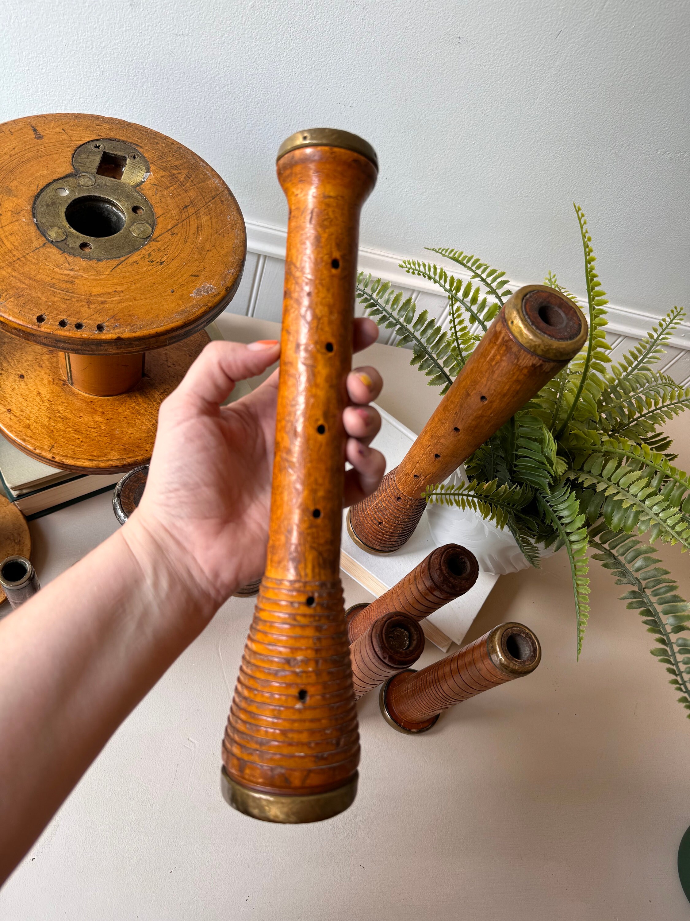 Vintage 1920s Wooden Industrial Thread Spools, Set of 11, Includes 1 ...