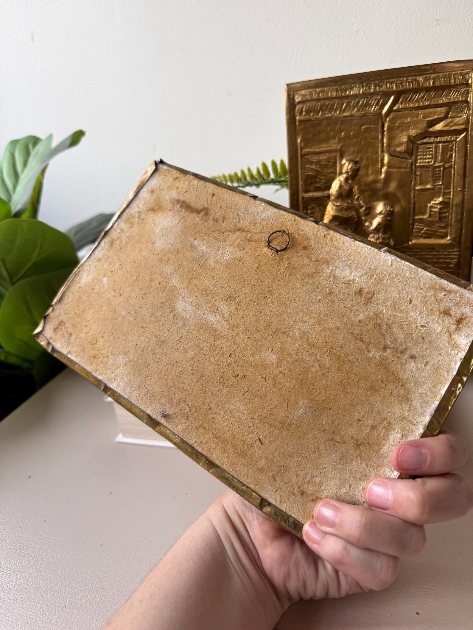 Vintage 1950s Dutch Embossed Brass Wall Art by P. De Hoogh, Set of 2 ...