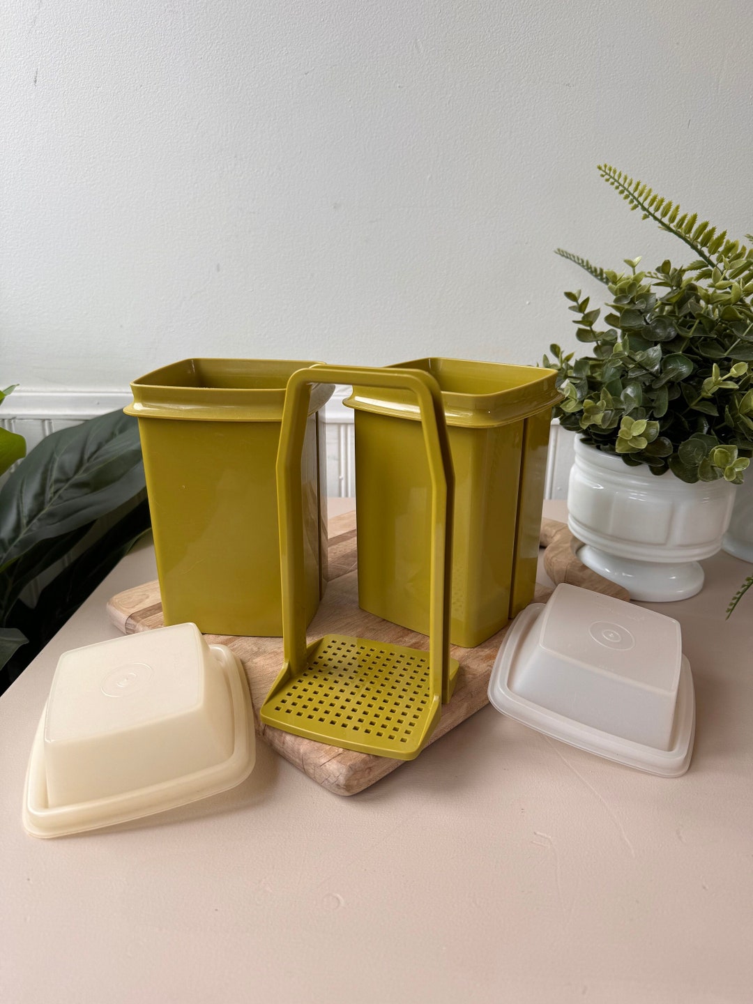 Vintage 1970s Tupperware Green Olive/pickle/vegetable Container, Set of ...