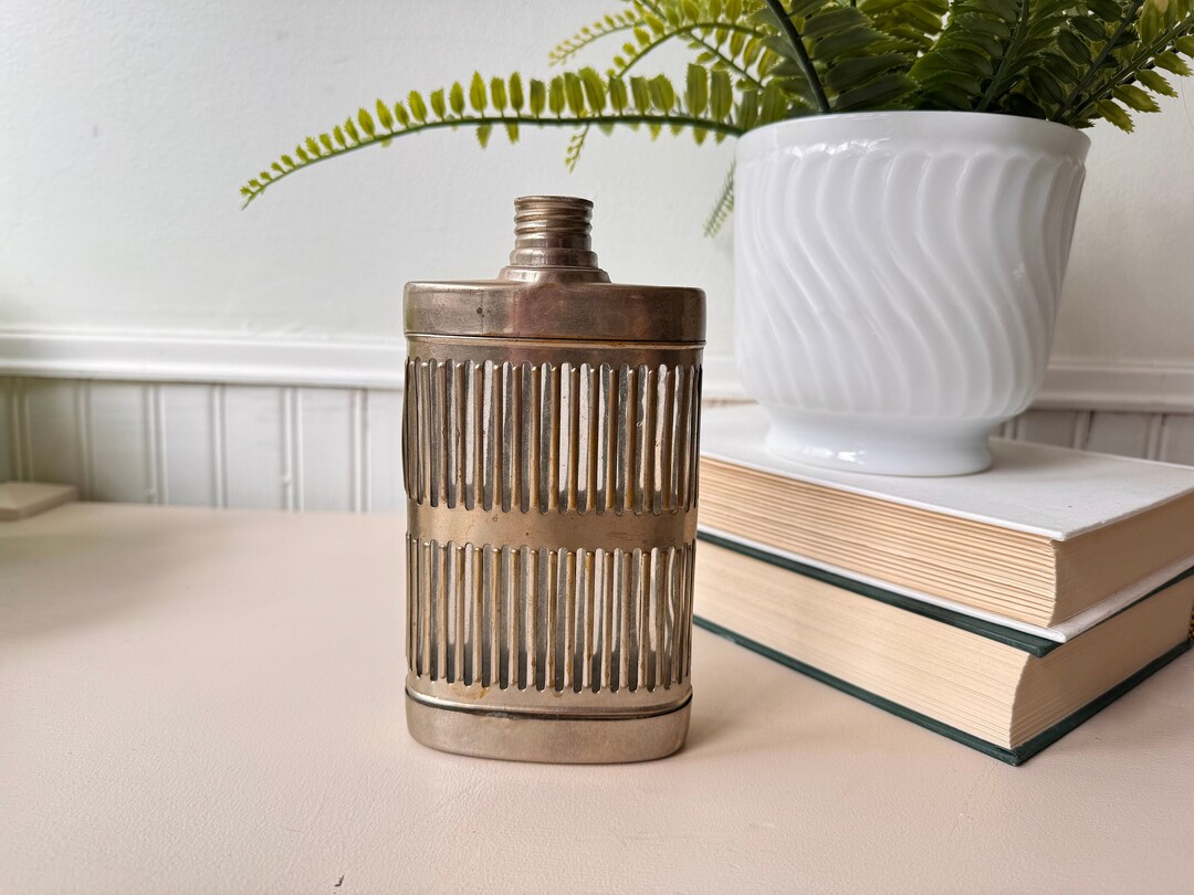Vintage 1920s Caged Glass and Metal Flask, Metal & Glass Barware ...