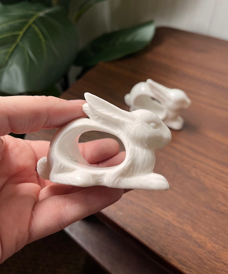 Vintage 1970s White Porcelain Farm Animals Napkin Rings by Abbott Set ...