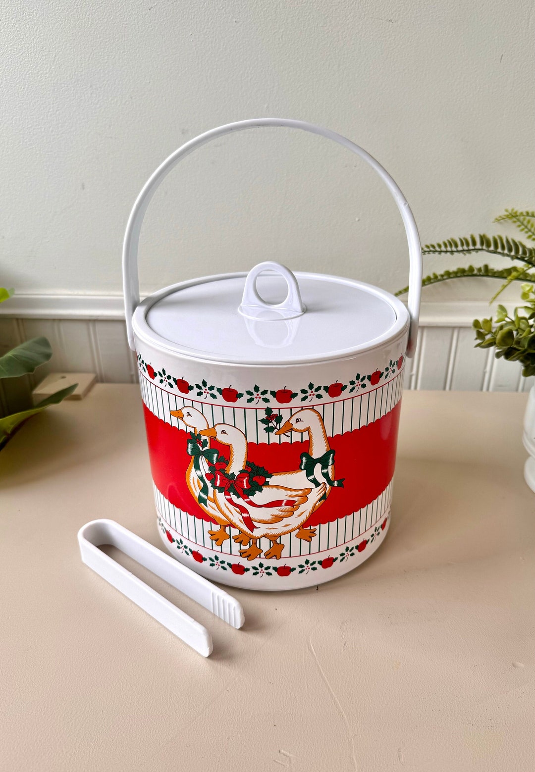 Vintage 1980s Goose Ice Bucket With Lid & Tongs, Original Box, Geese ...