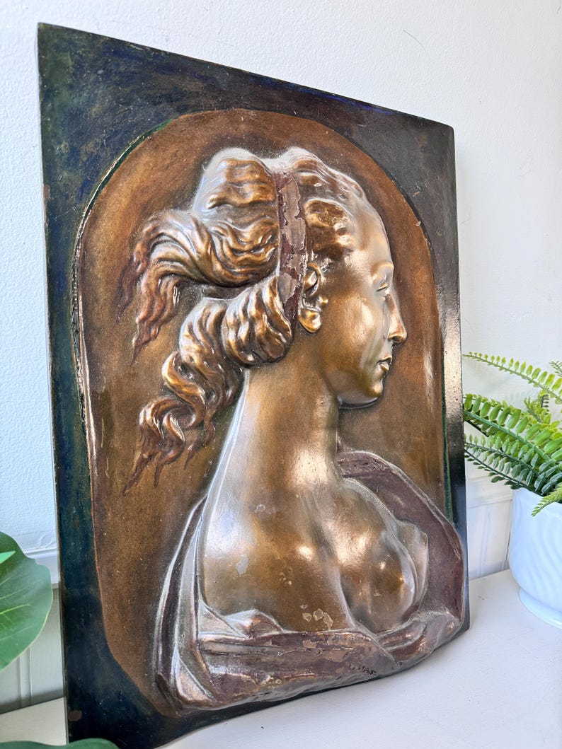 Vintage 1960s Female Profile Wall Relief, MCM Mid Century Neoclassical ...