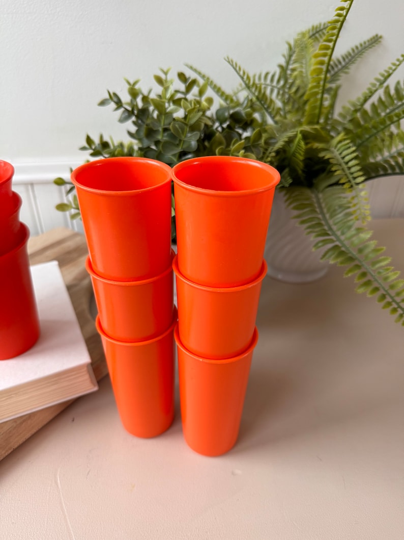 Vintage 1970s Tupperware Cups, 3 Sets, 6 Tall Orange Juice Tumblers, 4 ...