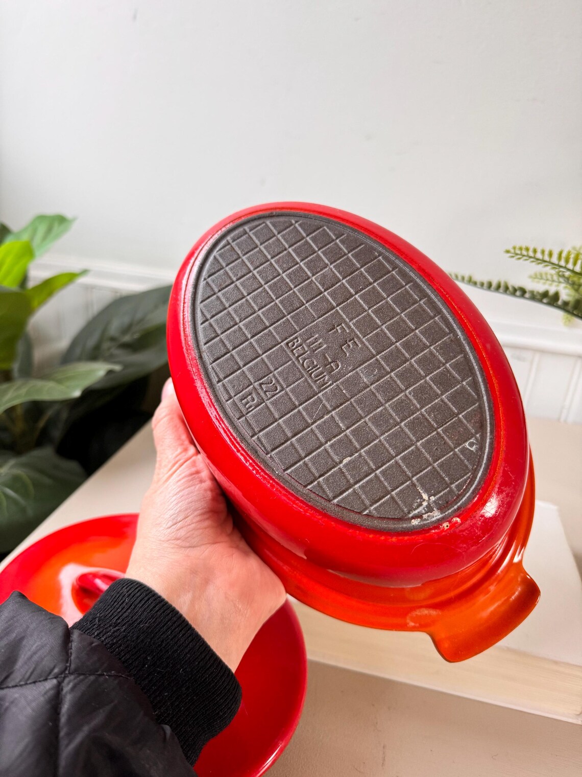 Vintage 1960s Descoware Flame Orange Enamel and Cast Iron Dutch Oven ...