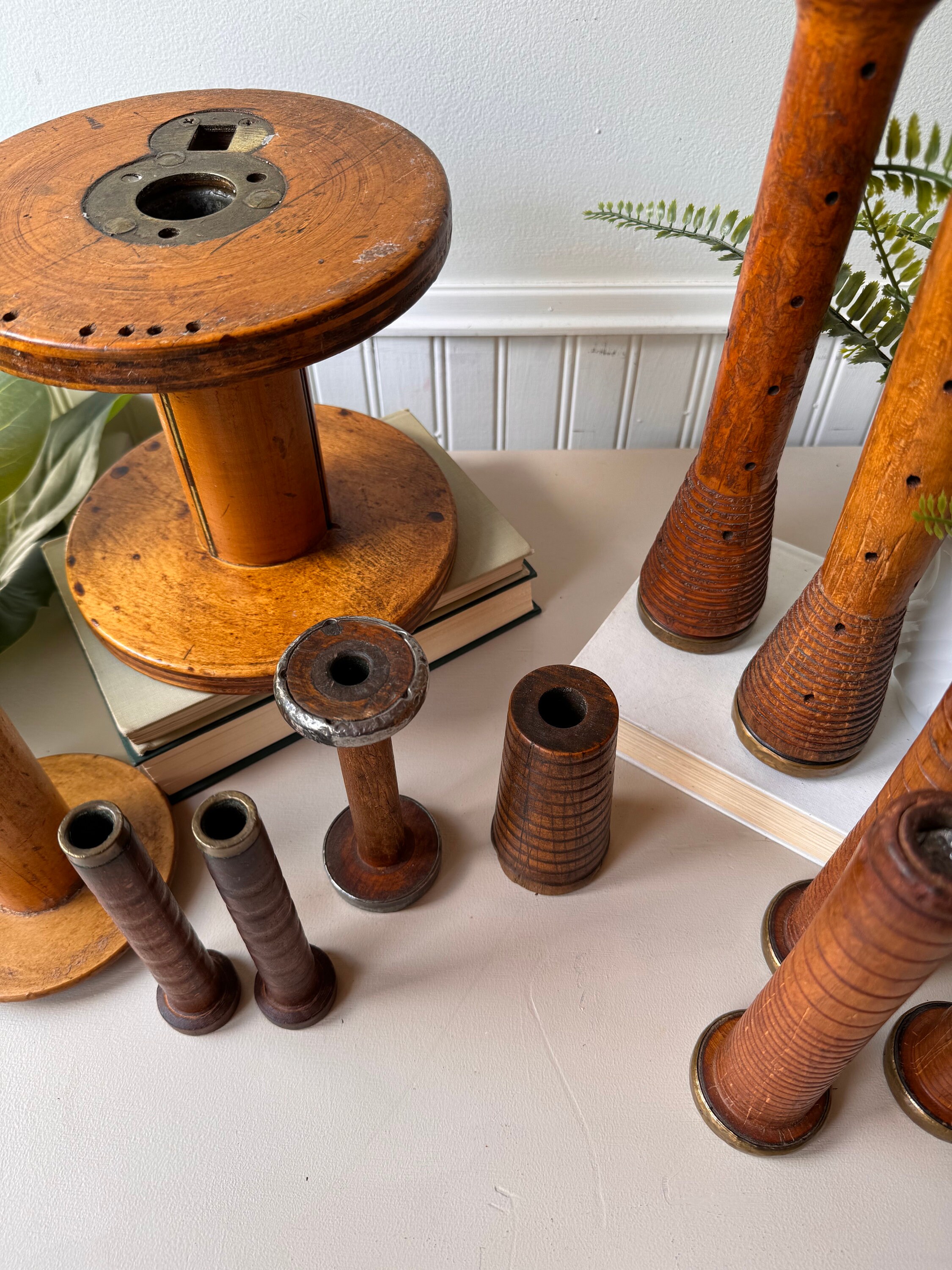 Vintage 1920s Wooden Industrial Thread Spools, Set of 11, Includes 1 ...