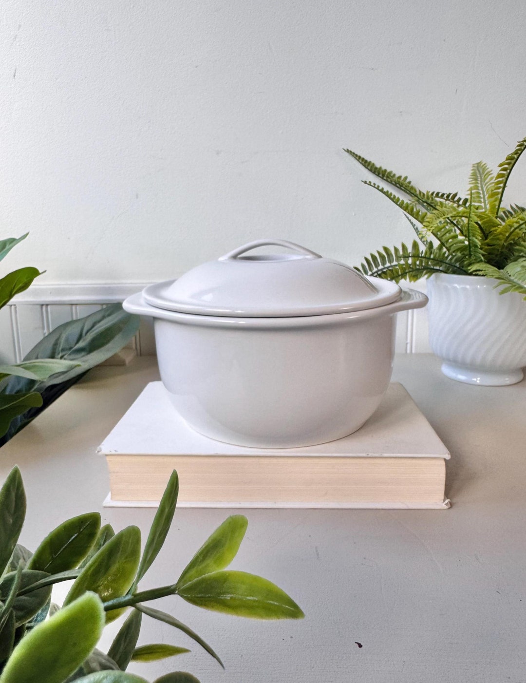 Vintage 1980s Corelle Coordinates Covered Casserole Dish, Retro White ...