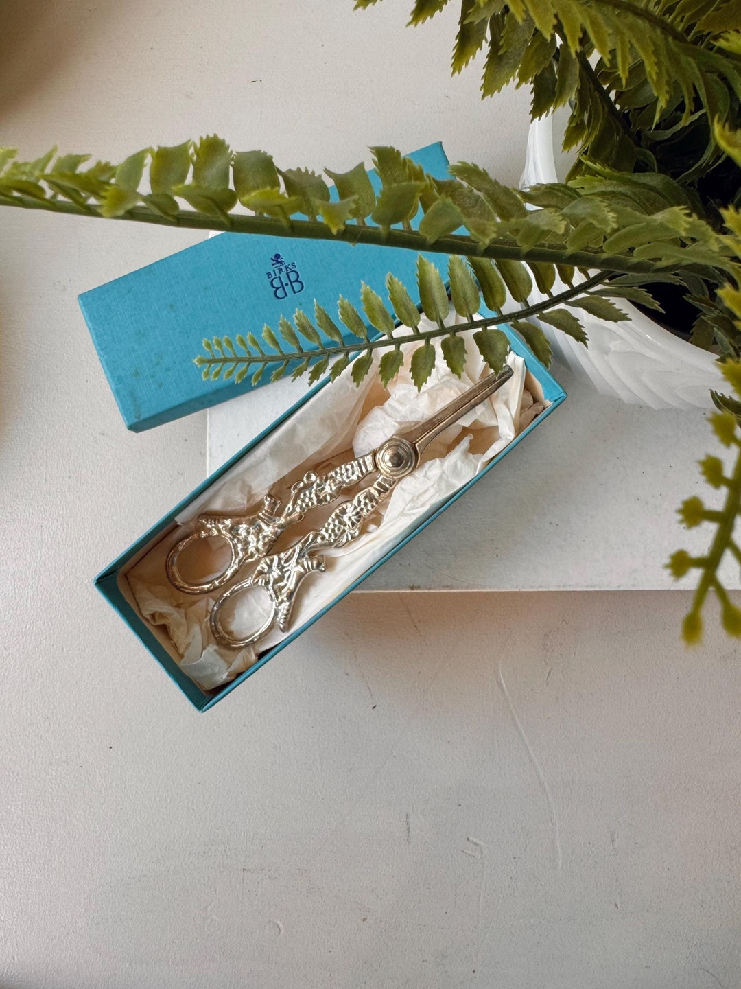 Vintage 1920s Birks Silver Plated Ornate Grape Scissors With Original ...
