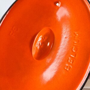 Vintage 1960s Descoware Flame Orange Enamel and Cast Iron Dutch Oven ...