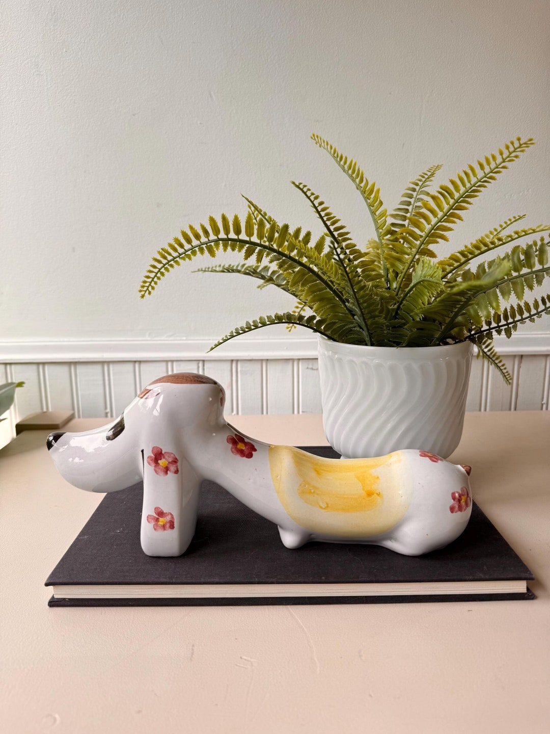Vintage 1960s Ceramic Pottery Dachshund Dog Bank by Giftcraft, MCM Mid ...