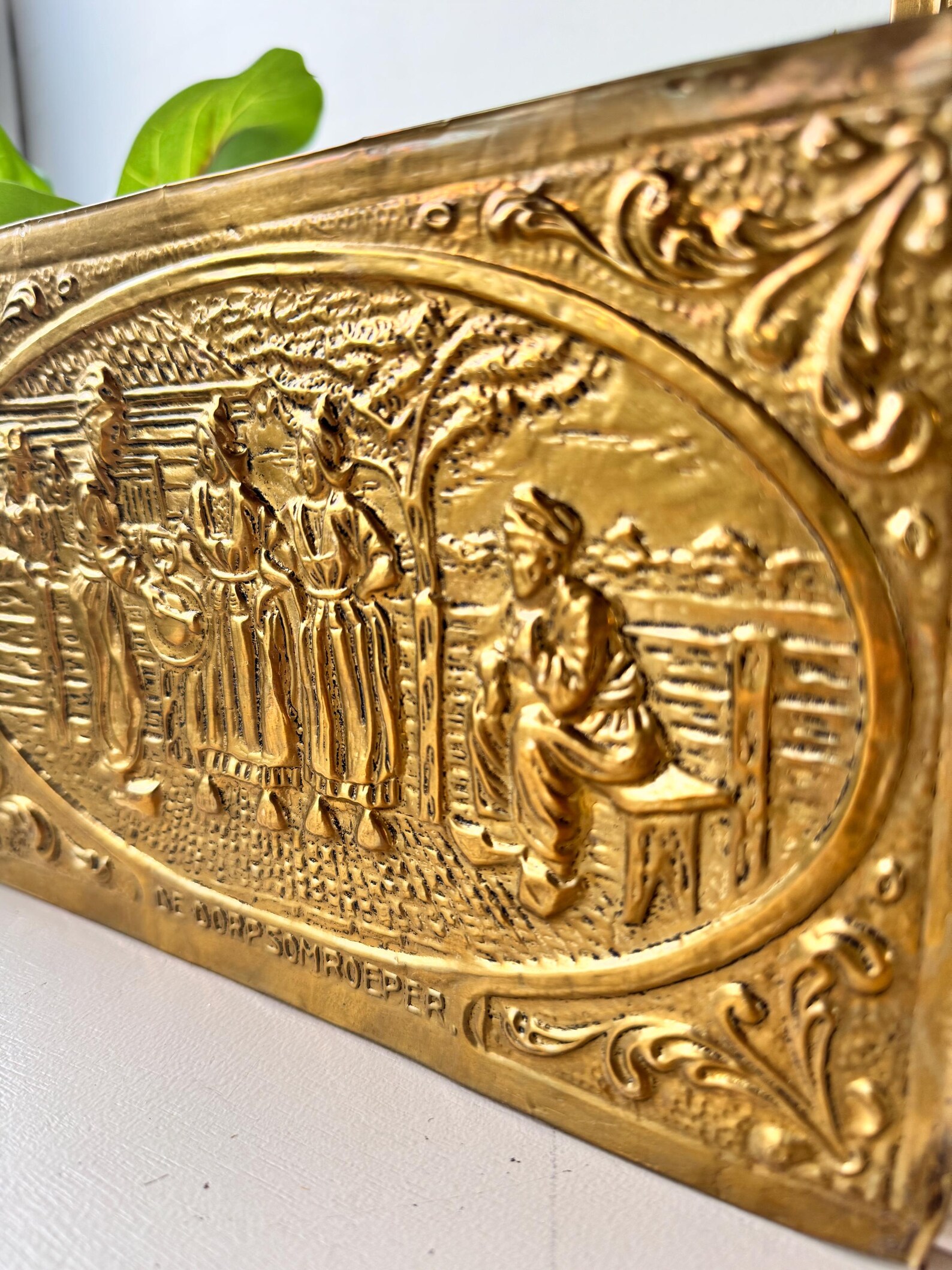 Vintage 1950s Dutch Embossed Brass Wall Art by P. De Hoogh, Set of 2 ...