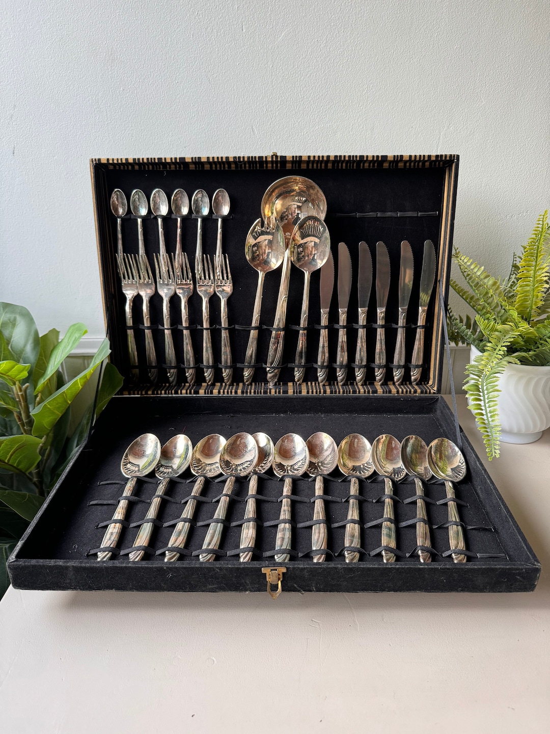 Vintage 1950s Silver Plated ARG 800 Italian Silverware Set of 32, Made ...
