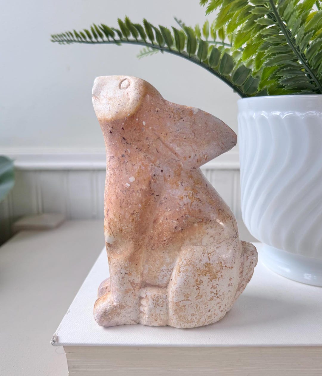 Vintage Carved Stone-style Rabbit Figurine, MCM Mid Century Modern ...