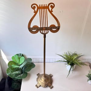 Vintage 1960s Brass Neoclassical Lyre Music Stand, MCM Mid Century Harp ...