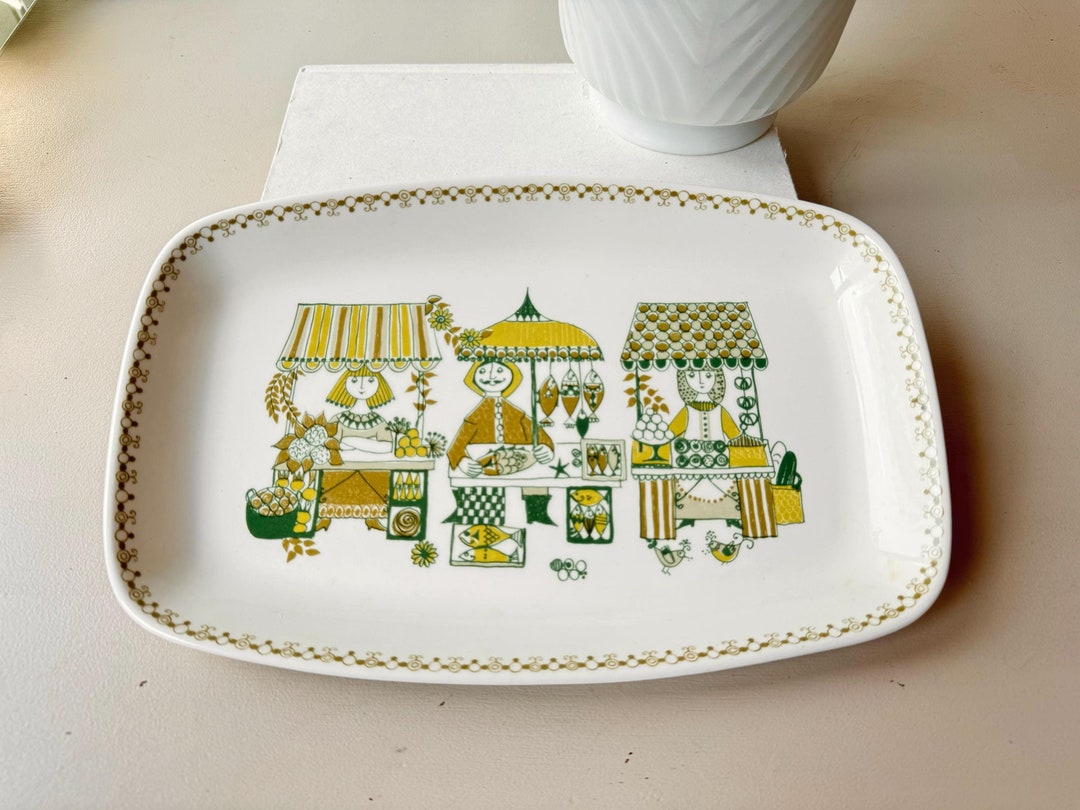 Vintage 1960s Figgjo Market Pattern Serving Platter Made in Norway, MCM ...