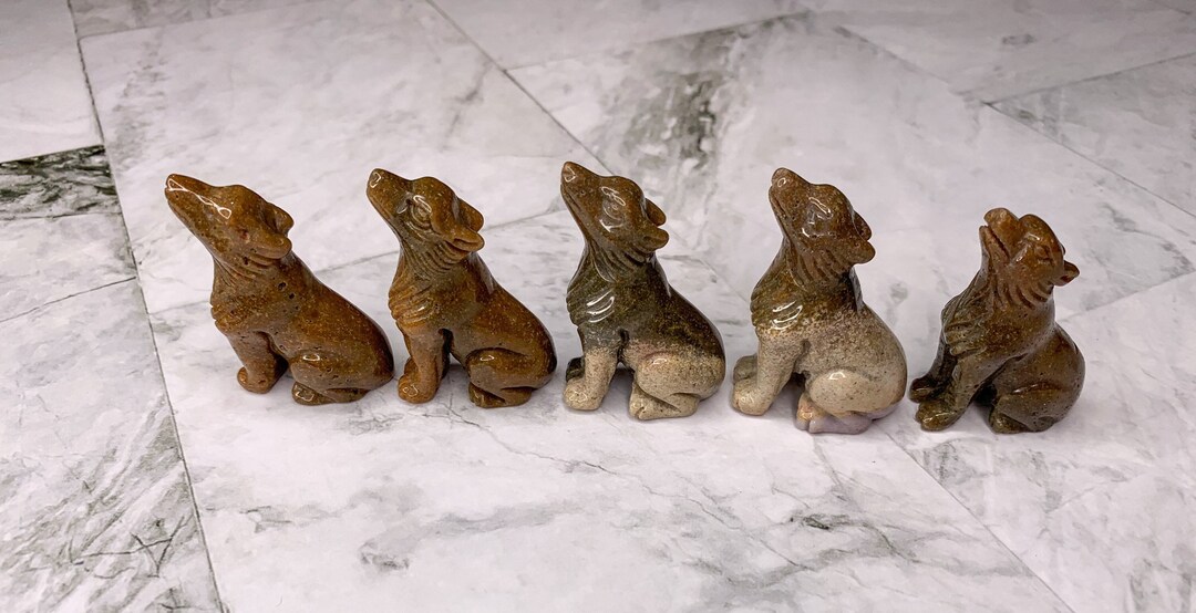 Ocean Jasper Wolf, Ocean Jasper Wolf Carving, Crystal Wolf Carving ...
