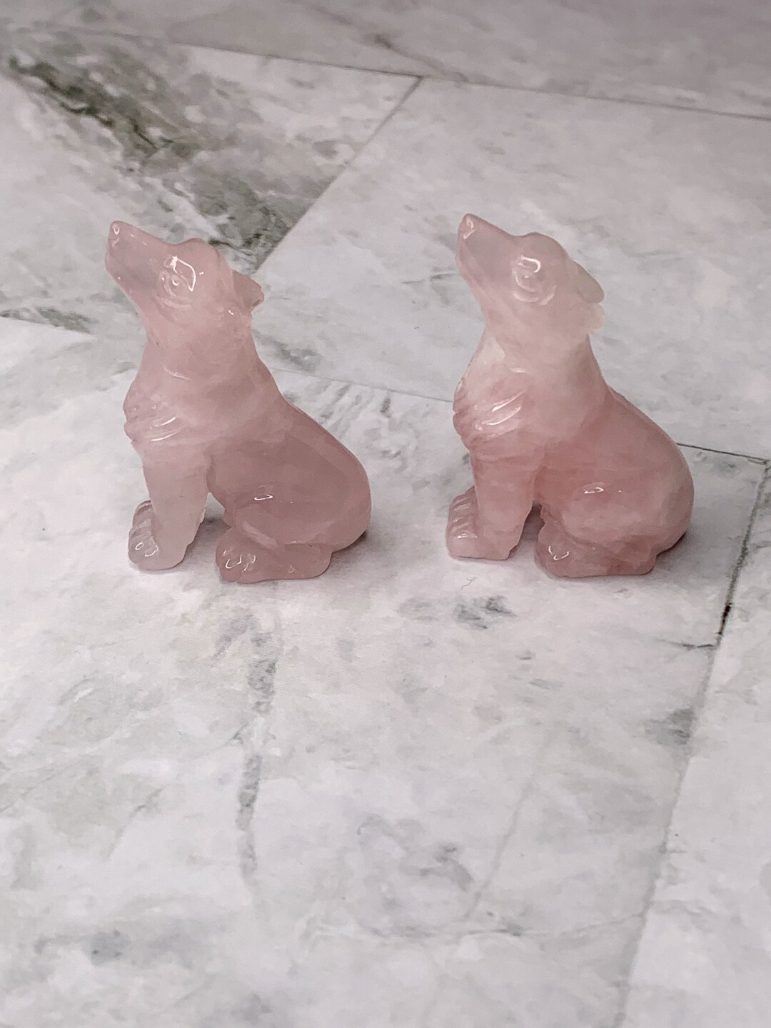 Rose Quartz Wolf, Rose Quartz Wolf Carving, Crystal Wolf Carving, Rose ...