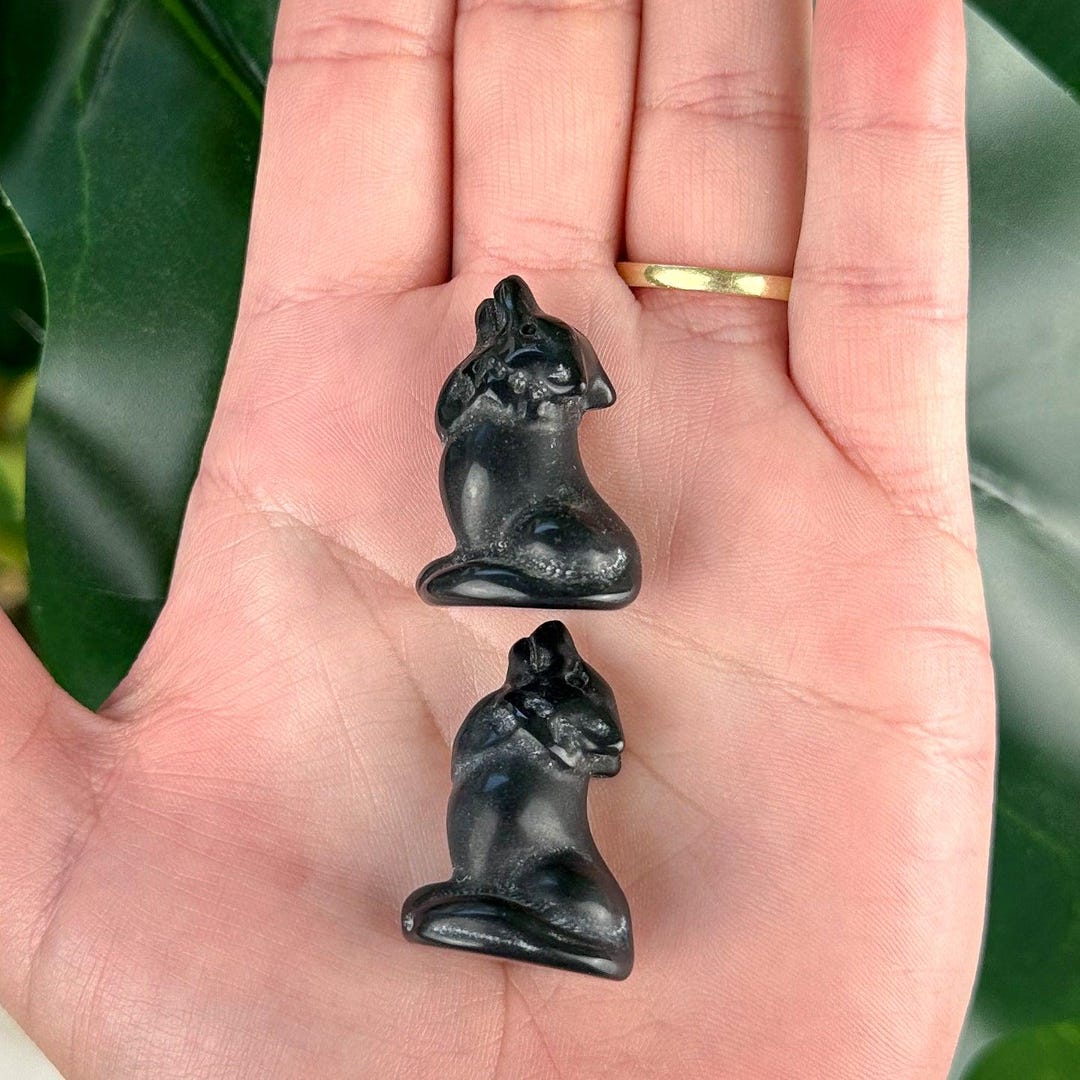 Obsidian Mini Wolf Carving - Etsy