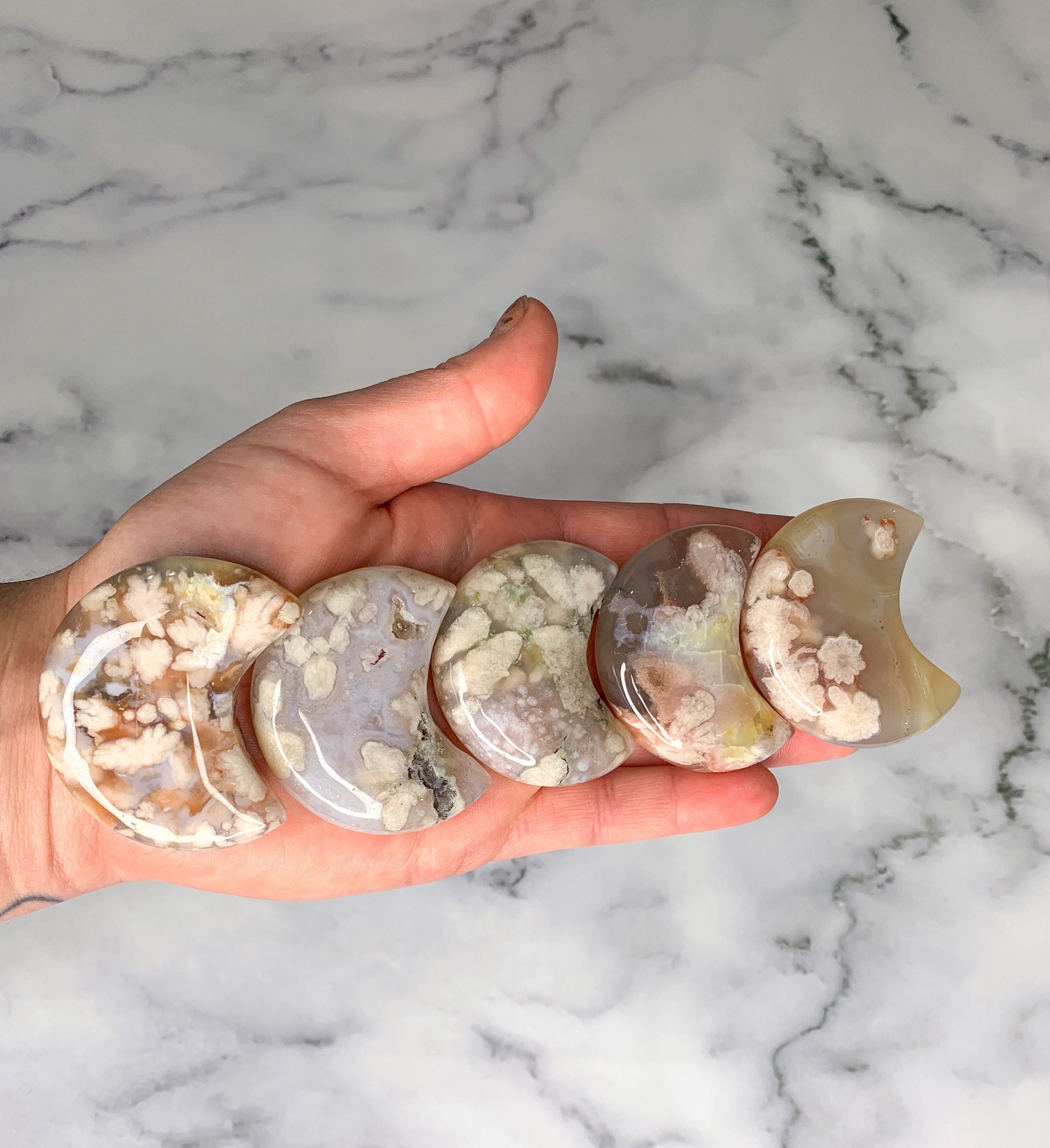 Flower Agate Moon Stone Cherry Blossom Moon Stone Flower | Etsy