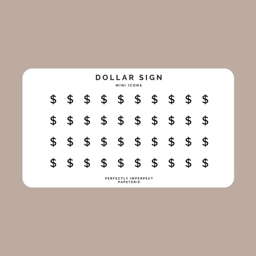 DOLLAR SIGN / MONEY Mini Circle Icons Finance Planner - Etsy
