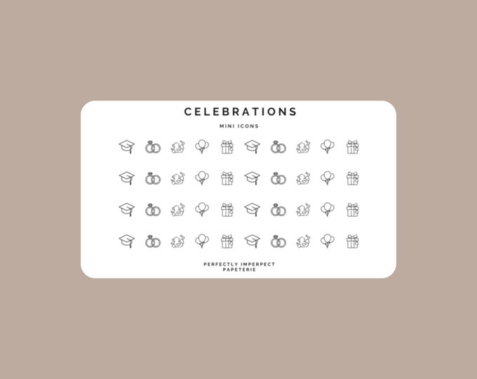CELEBRATIONS / PARTY Mini Circle Icons Finance Planner Stickers Minimal ...