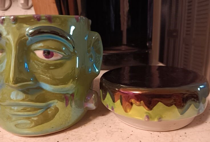 Frankenstein Iridescent Ceramic Jar Container Halloween Horror Decor - Etsy